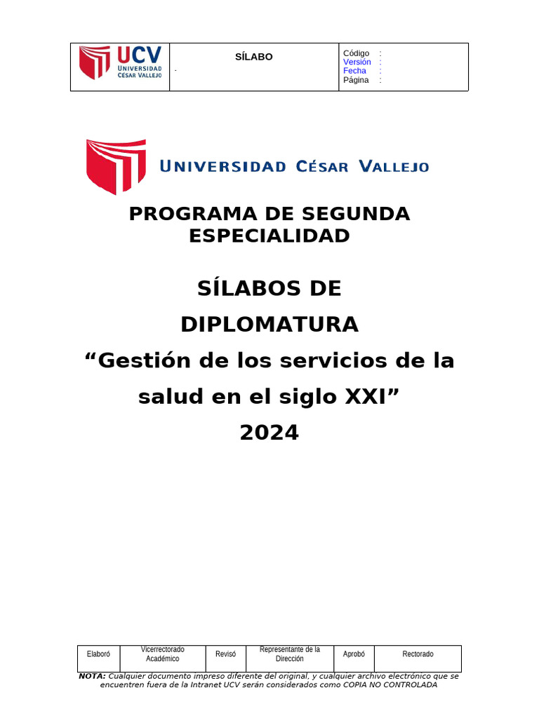 SILABO MODULO 2 SISTEMAS DE SALUD Dra Liliana Timana | PDF
