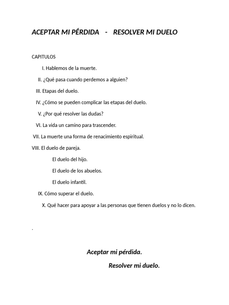 Aceptar Mi Perdida - Resolver Mi Duelo | PDF | Sufrimiento | Muerte