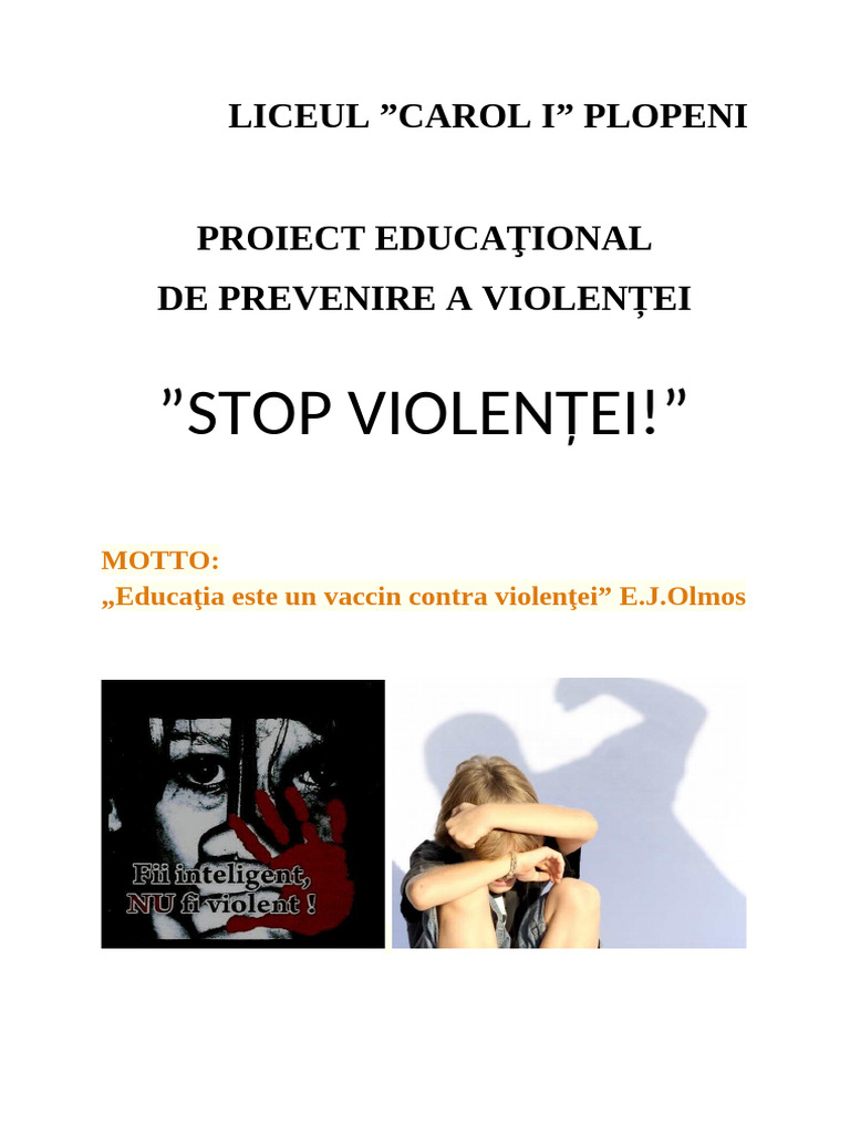 Proiect Educational de de Prevenire A Violentei | PDF