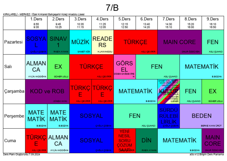 7b Ders Programi | PDF