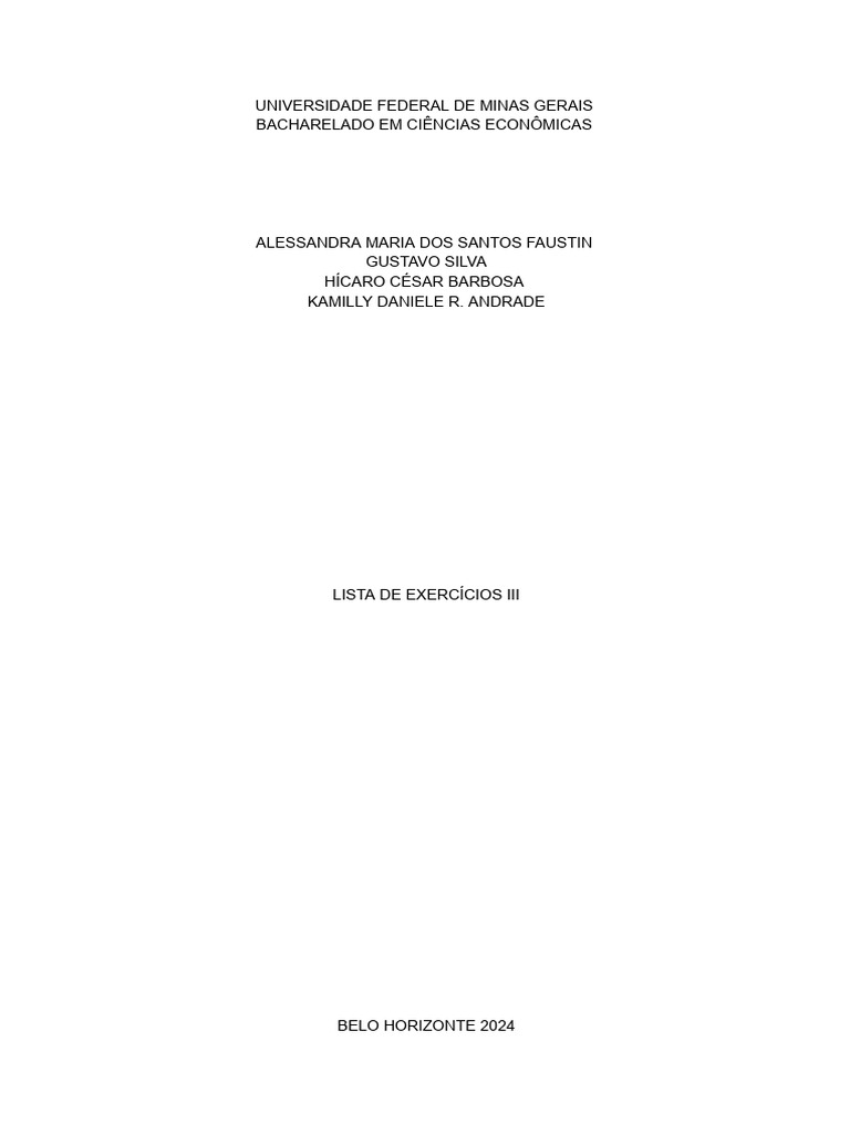 Lista III - Economia A . | PDF