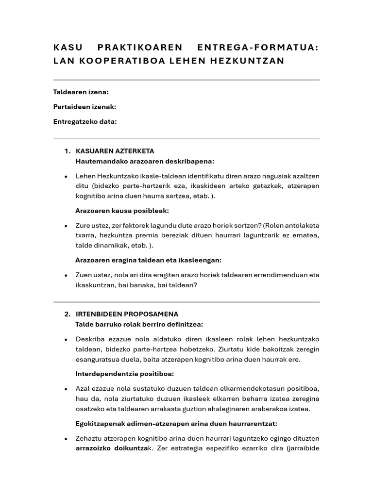 Kasu Praktikoa (I) | PDF
