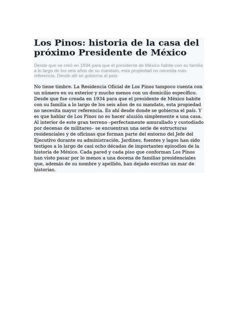 Los Pinos | PDF