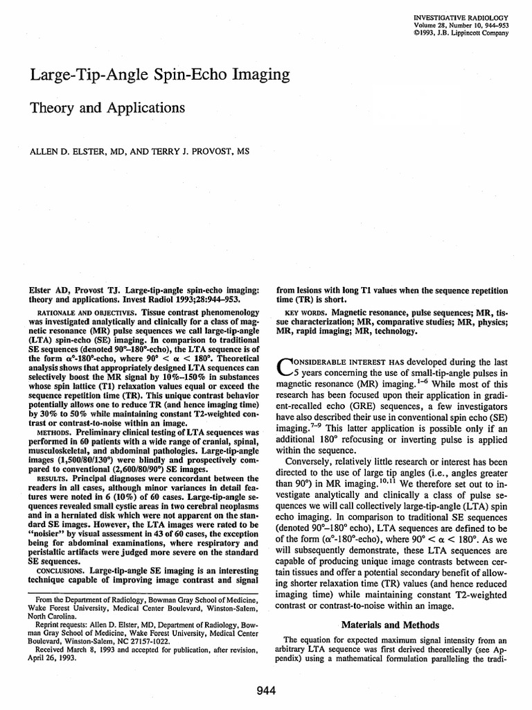 Large Tip Angle Imaging | PDF