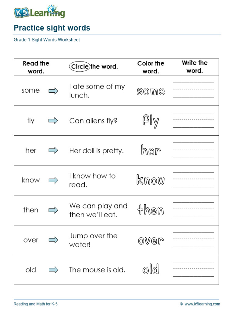 Sight Words - Practice 3 | PDF
