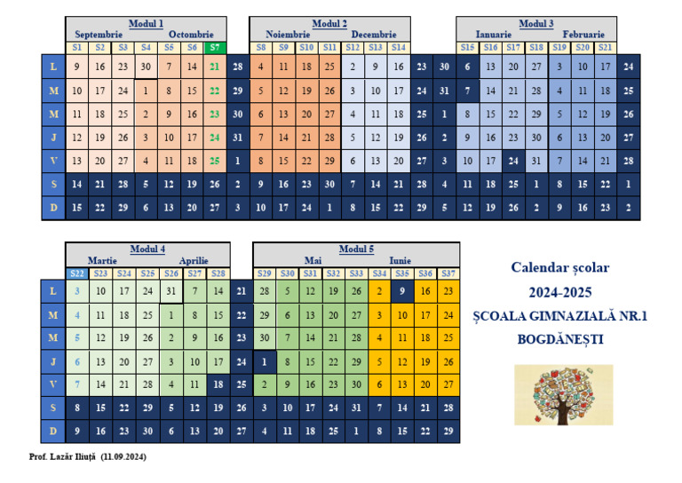 Calendar Scolar 2024-2025 BOG | PDF