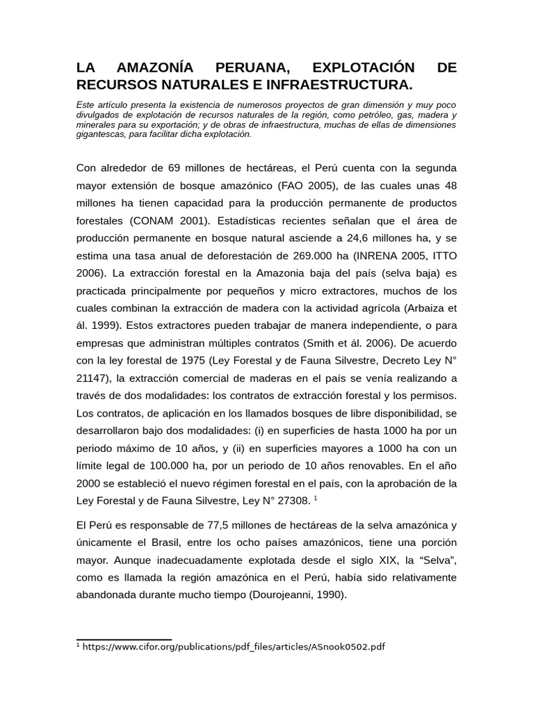 Artículo de La Amazonía Peruana | PDF