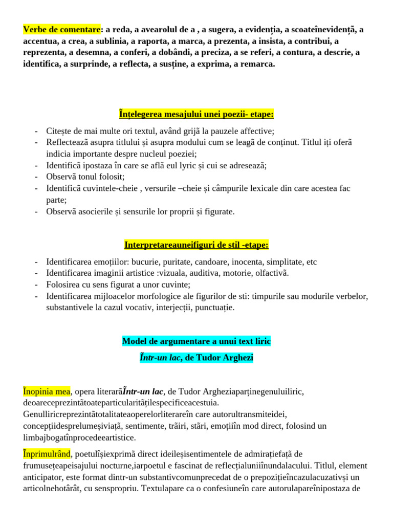 Argum Text Liric Intr-Un Lac | PDF