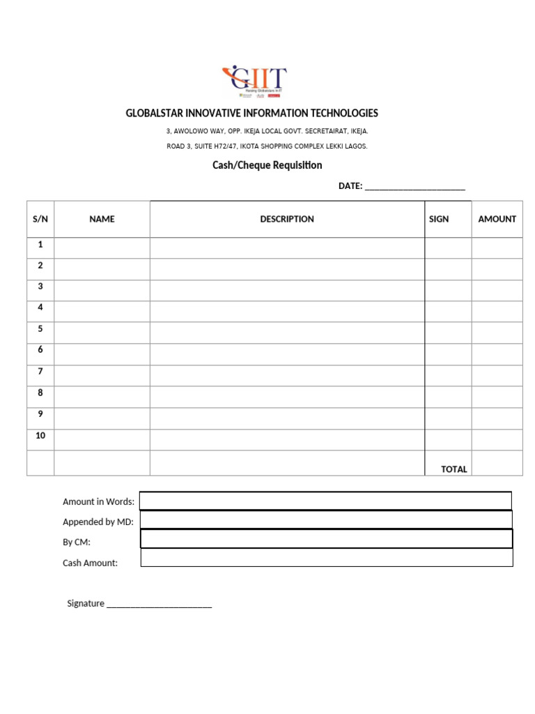 New Cash Requisition Form | PDF