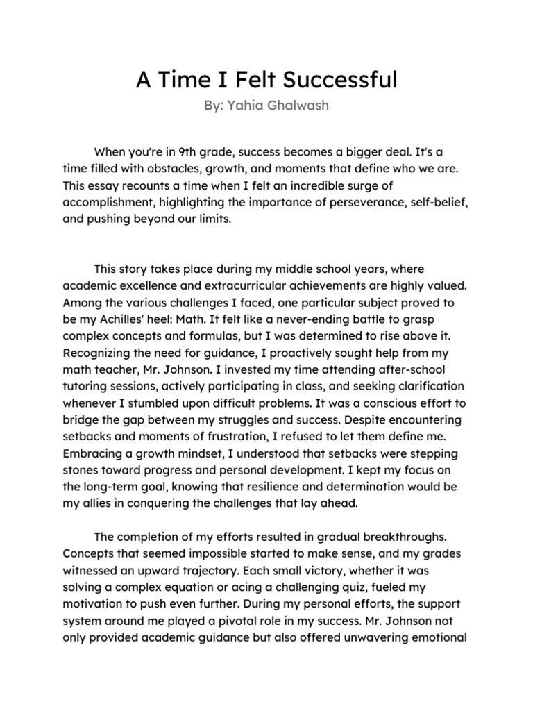 A Time I Felt Successful | PDF | Mathematics | Cognition