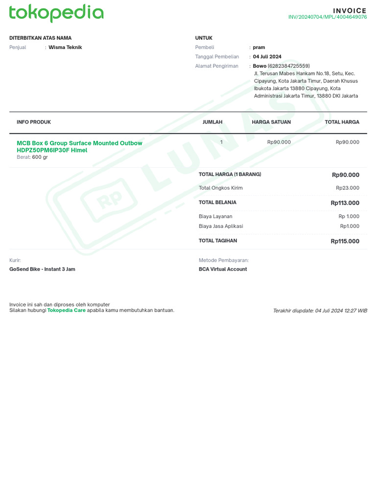 Tokped Outbow MCB Box | PDF