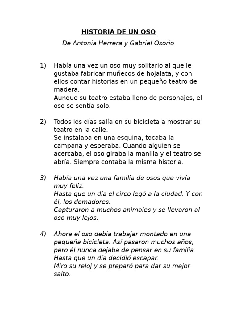 Cuento Historia de Un Oso | PDF