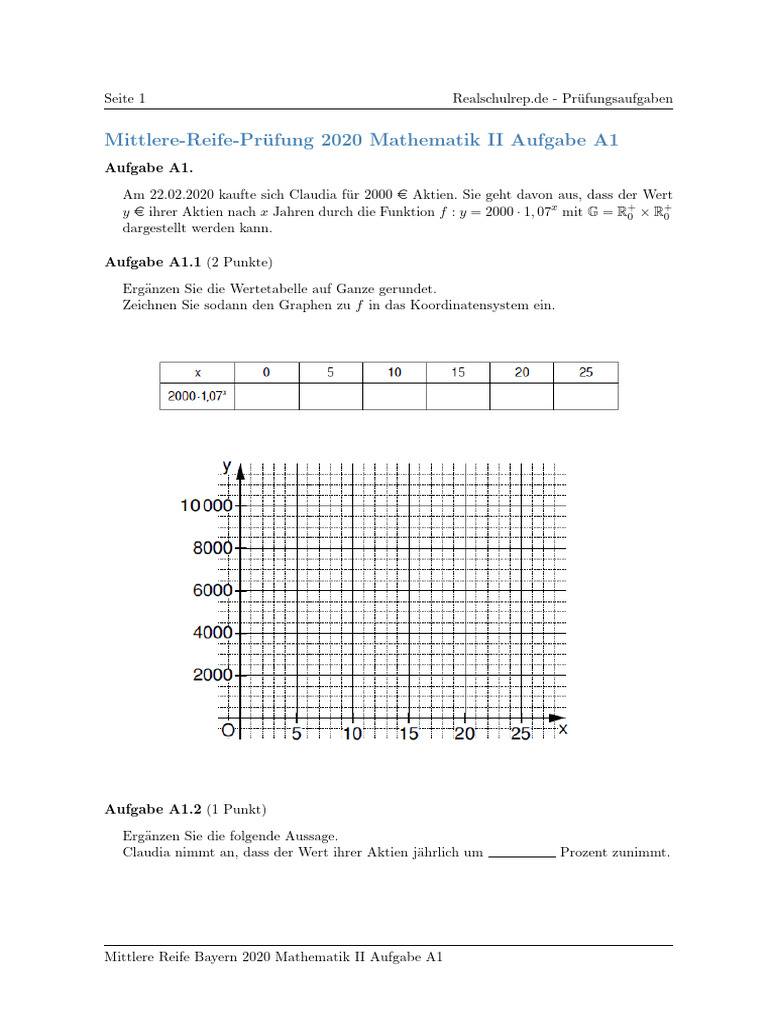 2020 Mathematik II Aufgabe A1 | PDF