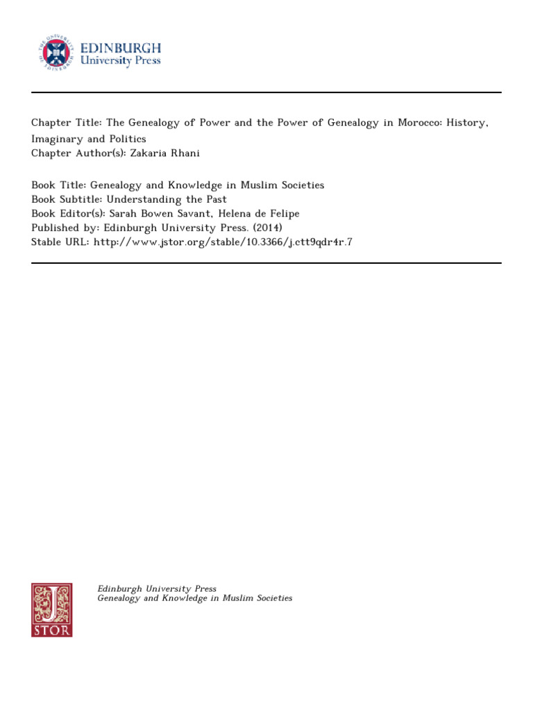 Rhani - 2014 - The Genealogy of Power and The Power of Genealogy | PDF