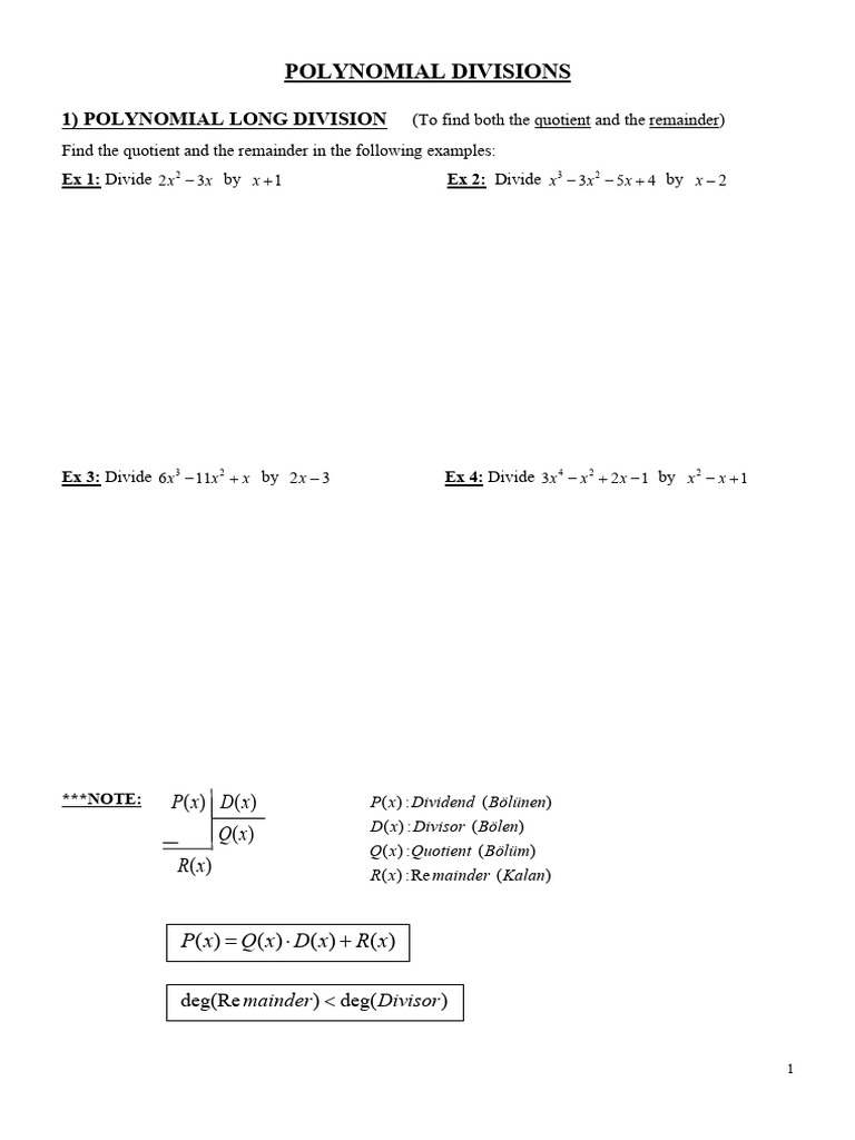 3 L2 Polynomial Divisions Handout | PDF