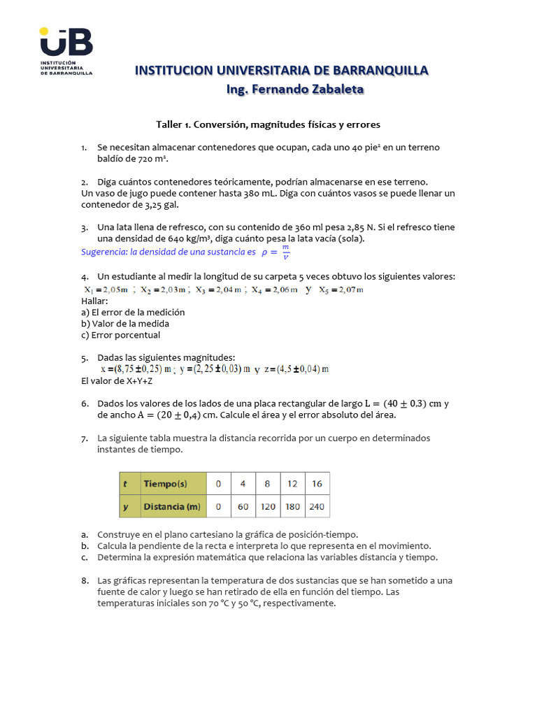 Taller de Mediciones y Errores | PDF