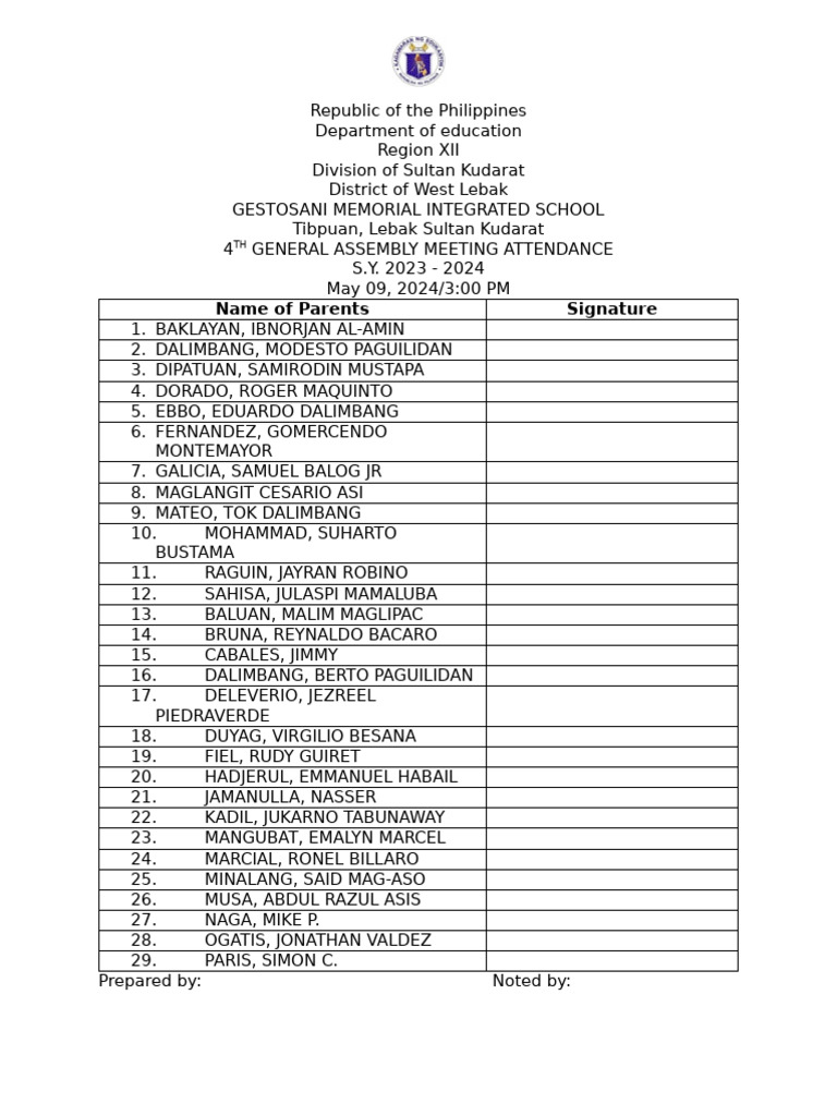Attendance General Assembly Meeting | PDF