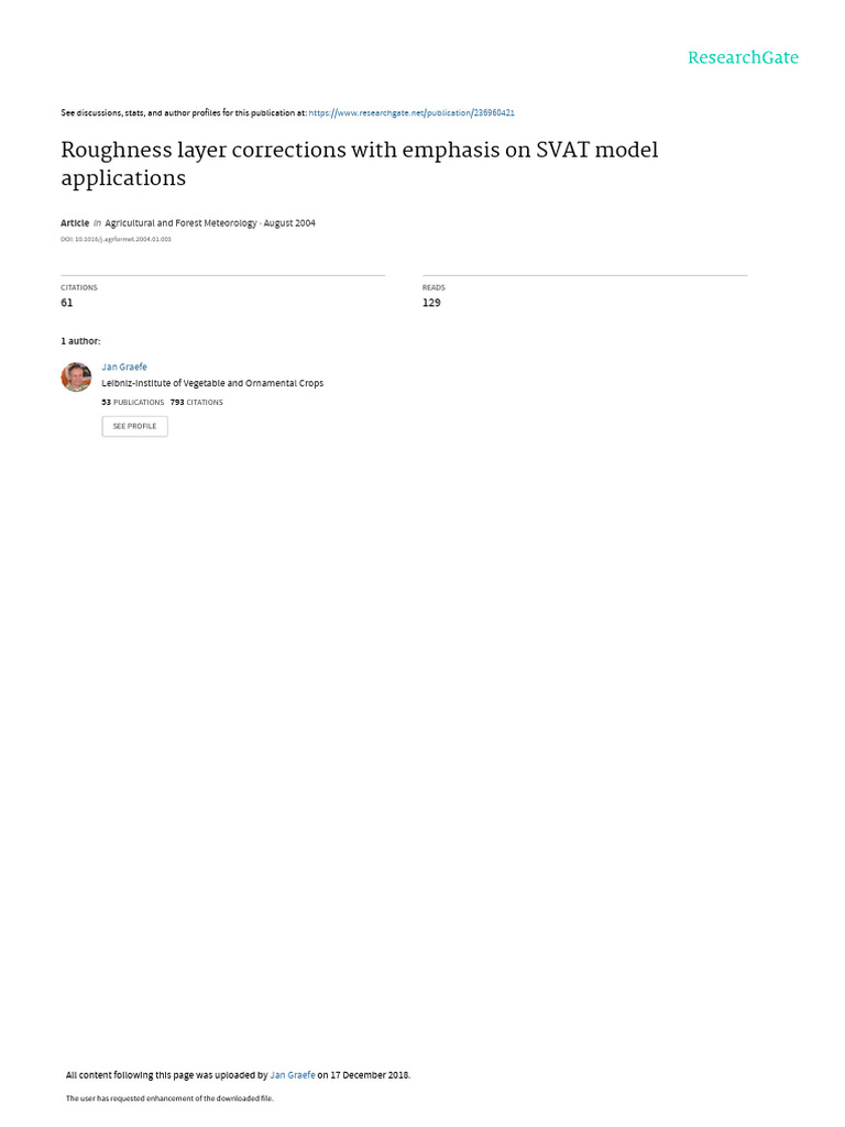 Roughness Layer Corrections With Emphasis On SVAT | PDF