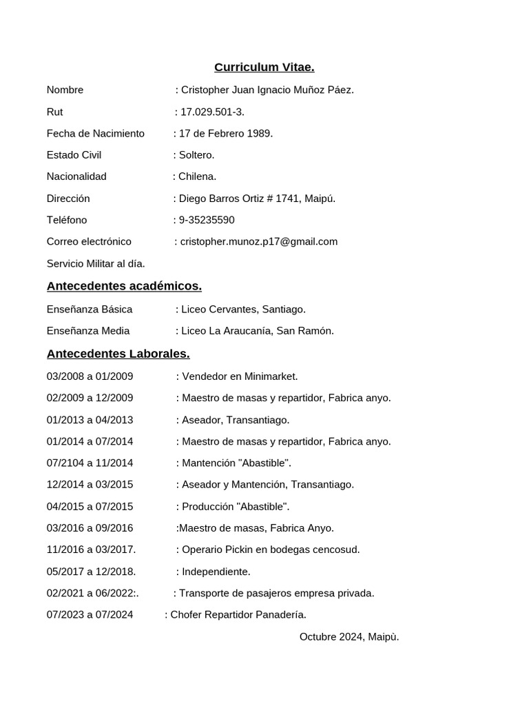 Cristopher Muñoz CV | PDF