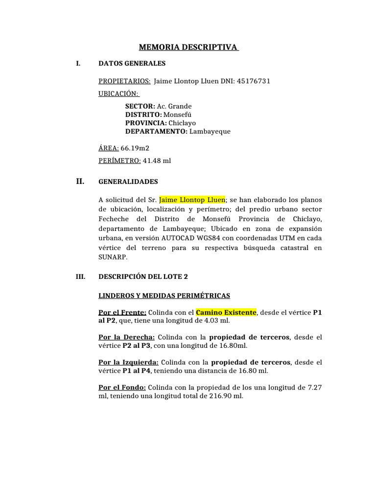 Memoria Lote - 2 | PDF