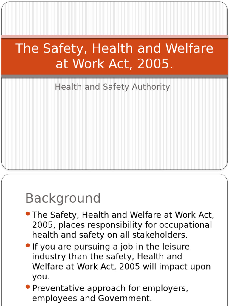 The Safety, Health and Welfare at Work | PDF