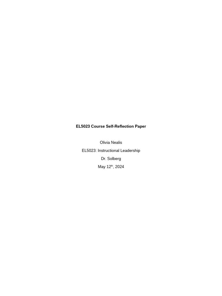 EL5023 Course Self Reflection Paper | PDF