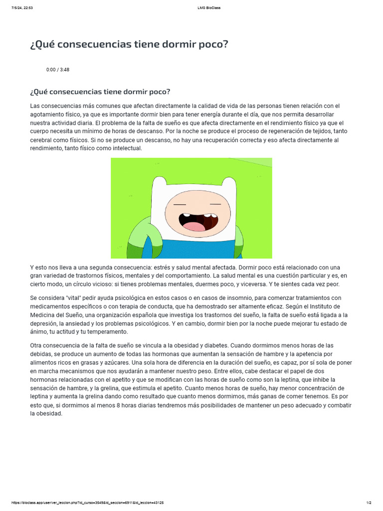 Qué Consecuencias Tiene El Dormir Poco | PDF