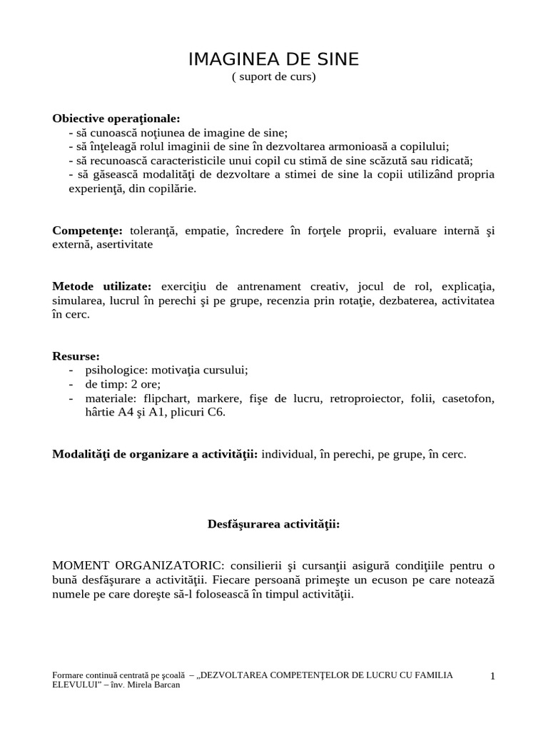Imaginea de Sine | PDF
