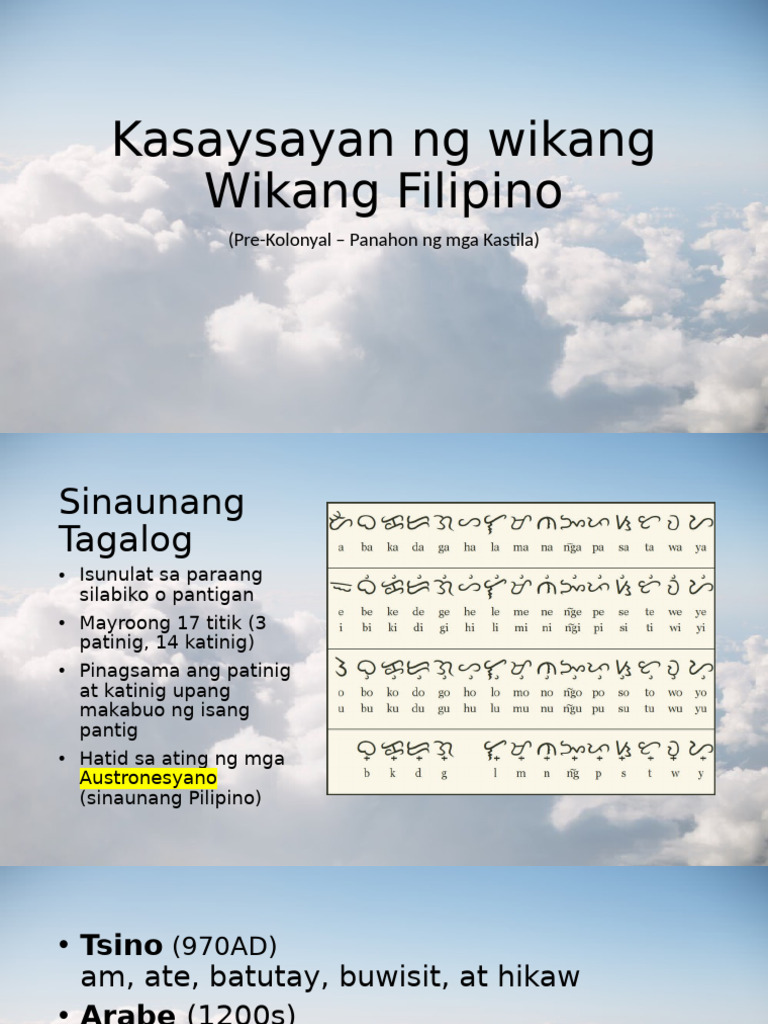 Kasaysayan NG Wikang Wikang Filipino | PDF