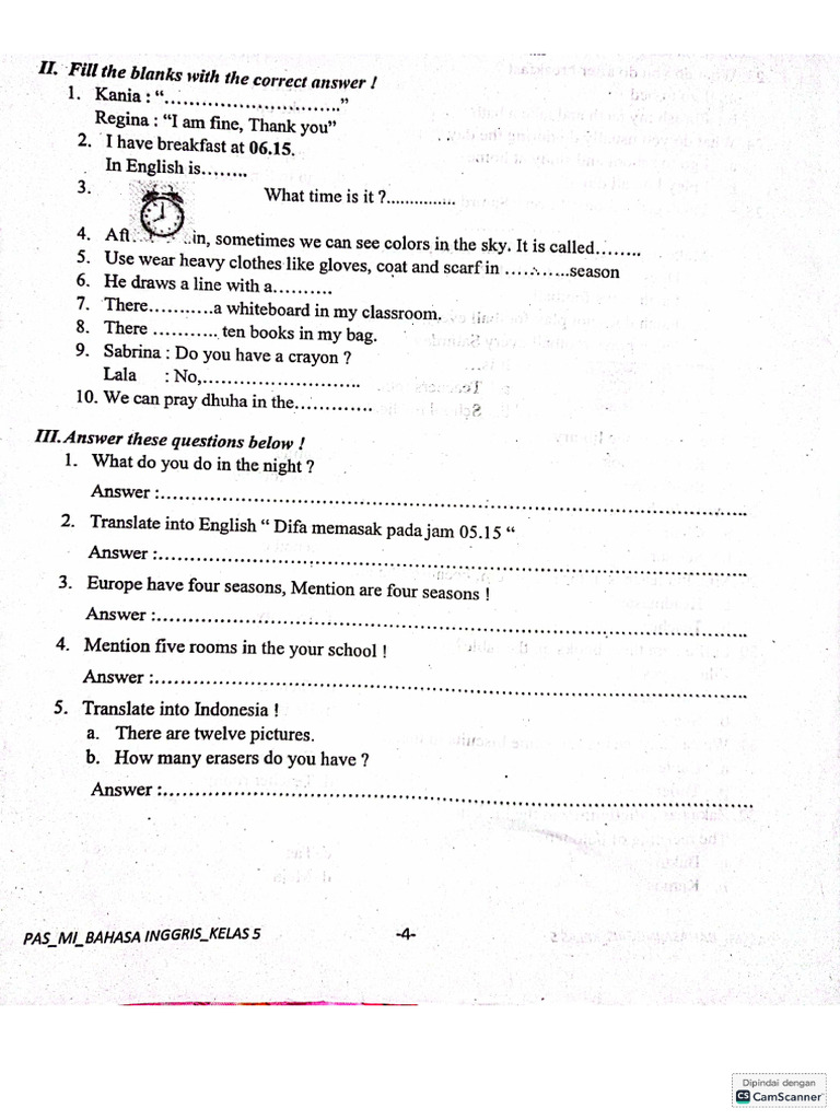 Soal Bahasa Inggris Isian Dan Uraian | PDF