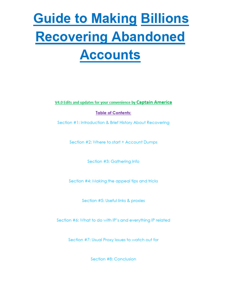 Captain America Guide To Recovering Billions! | PDF