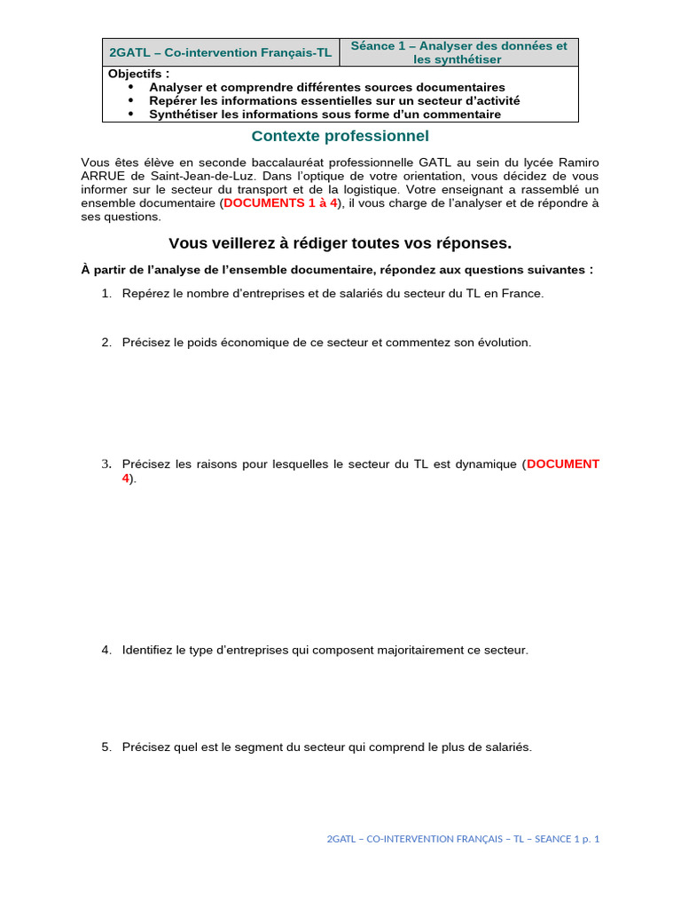 2GATL - Co-Intervention Français - Séance 1 - Analyse Multisources ...