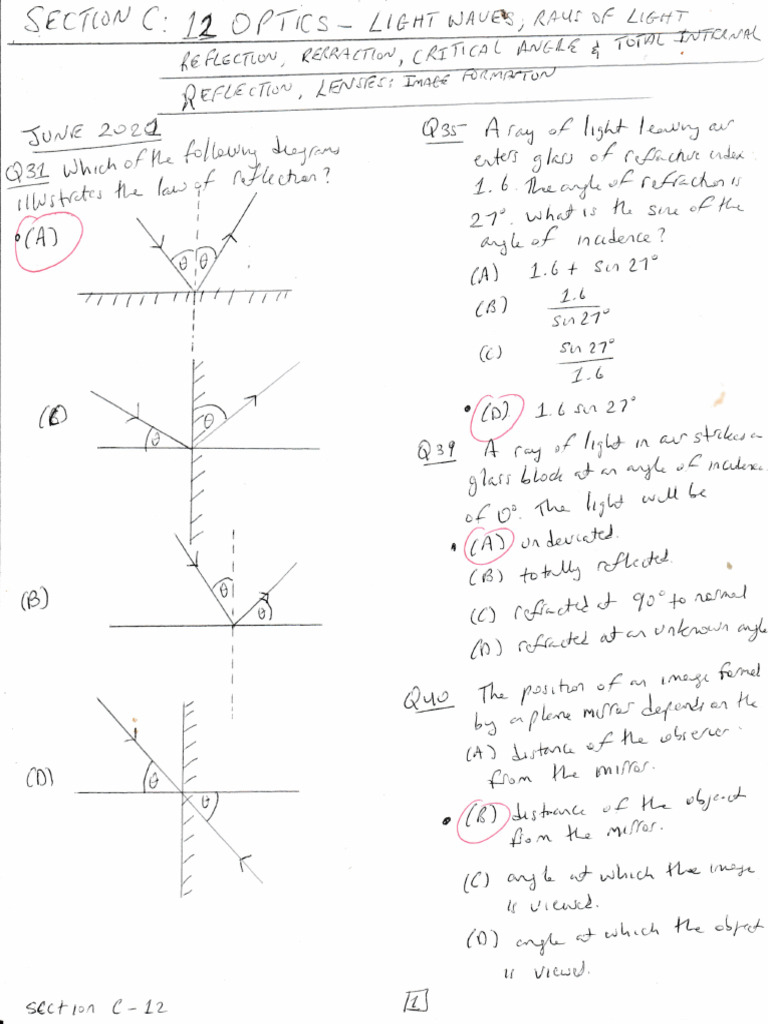 CXC CSEC PHYSICS Paper 1 With Answers Section C CH 12 Handwritten | PDF