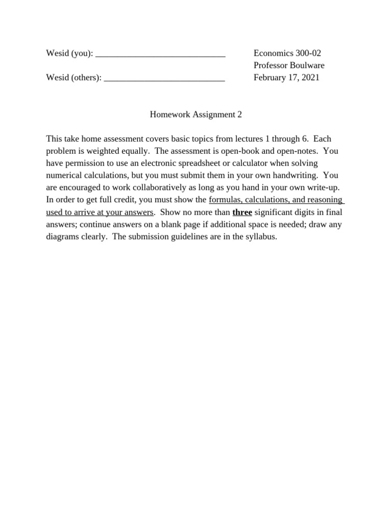 Econ300 02 S2022 HW2 | PDF
