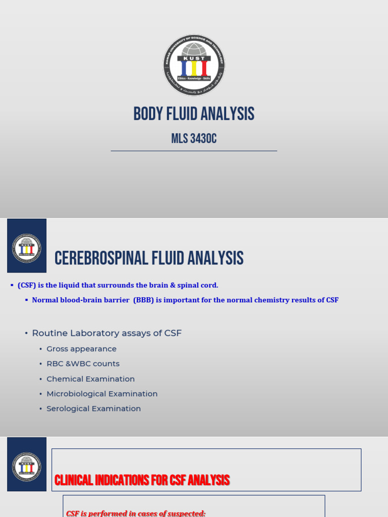 FA2024 Lab 2 CSF Analysis Body Fluid | PDF