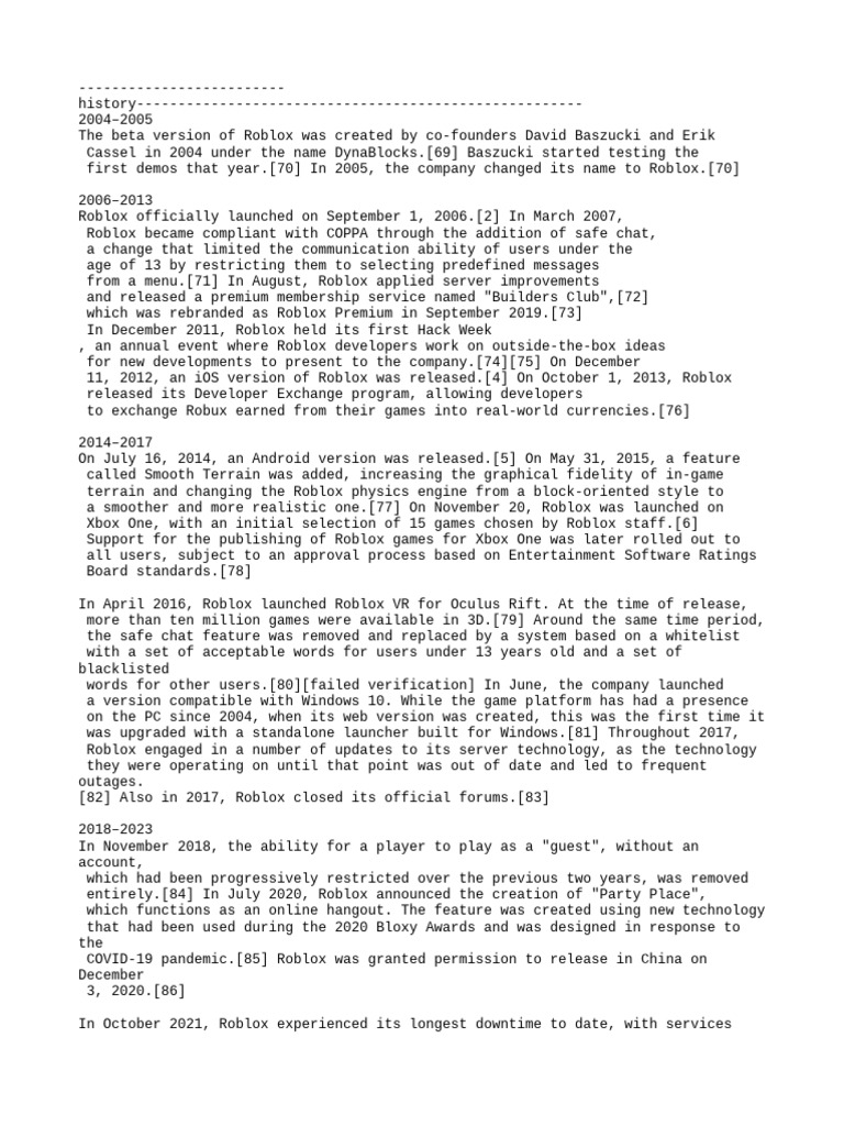 THE ROBLOX HISTORY (Part 2) | PDF THE ROBLOX HISTORY (Part 2) | PDF