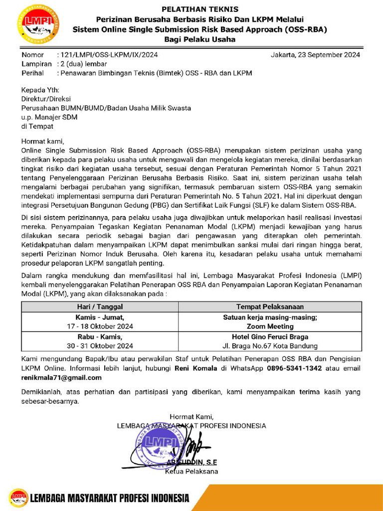 Pelatihan OSS-RBA | PDF