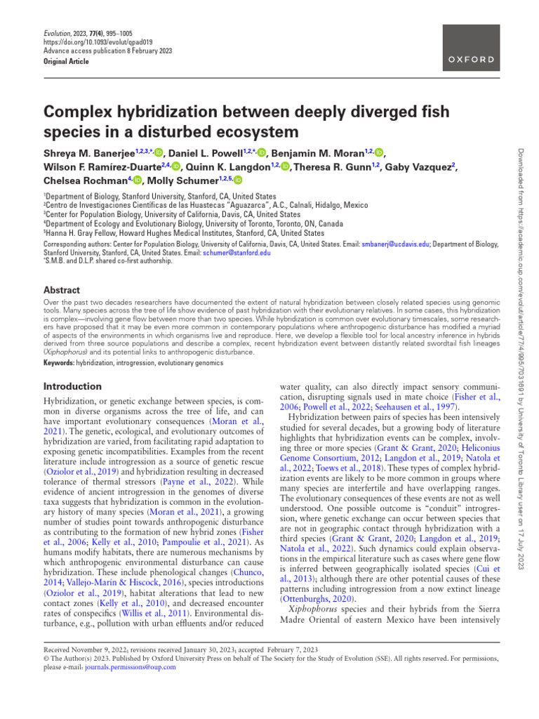 Complex Hybridization Between Deeply Diverged Fish Species in A ...