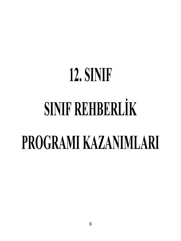 12 Sinif Rehberlik Programi Kazanimlari | PDF