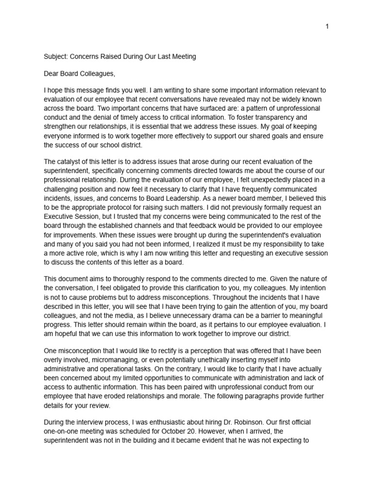 Akron School Board Member's Letter Expressing Concerns About ...