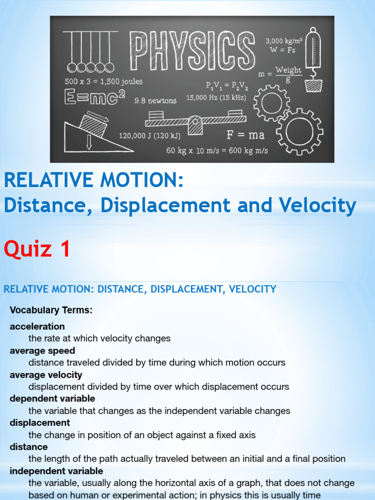 Quiz 2 Distance, Displacement, Velocity | PDF