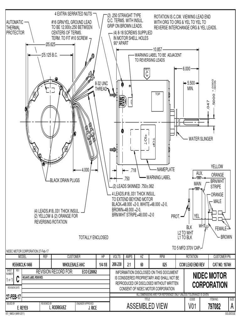 Nidec Motor Corporation: Assembled View V01 A | PDF