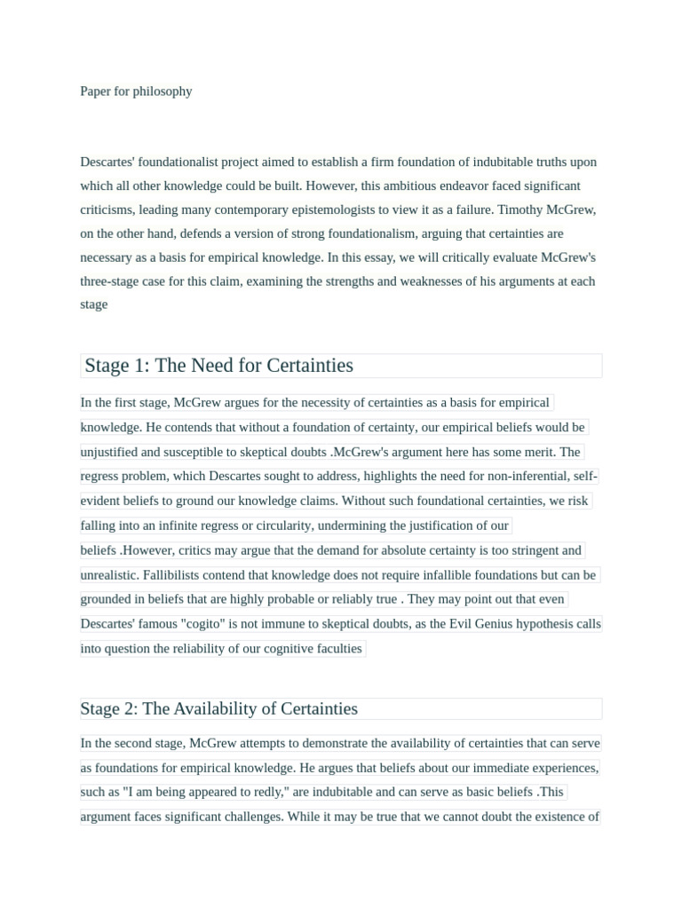 Paper For Philosophy | PDF