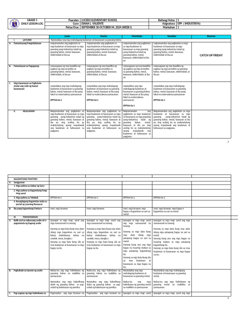 Grade 5 EPP Industrial Arts DLL | PDF