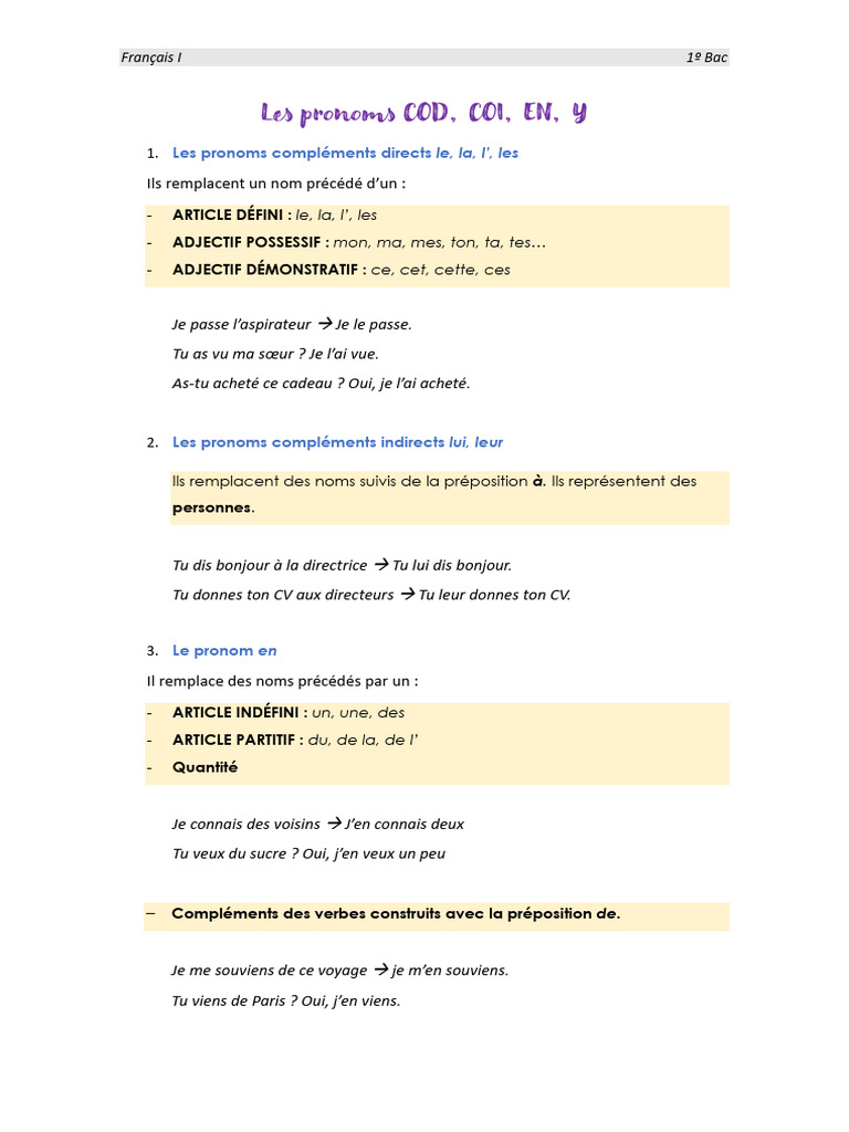 Les Pronoms | PDF