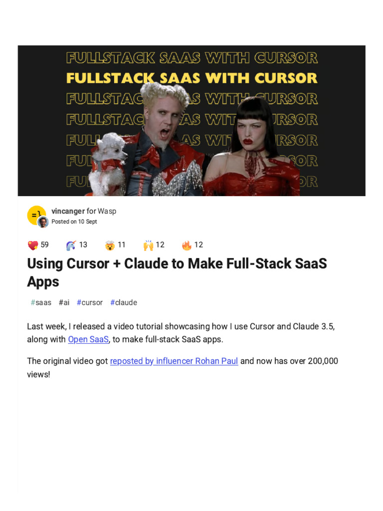 Using Cursor + Claude To Make Full-Stack SaaS Apps DEV Community | PDF