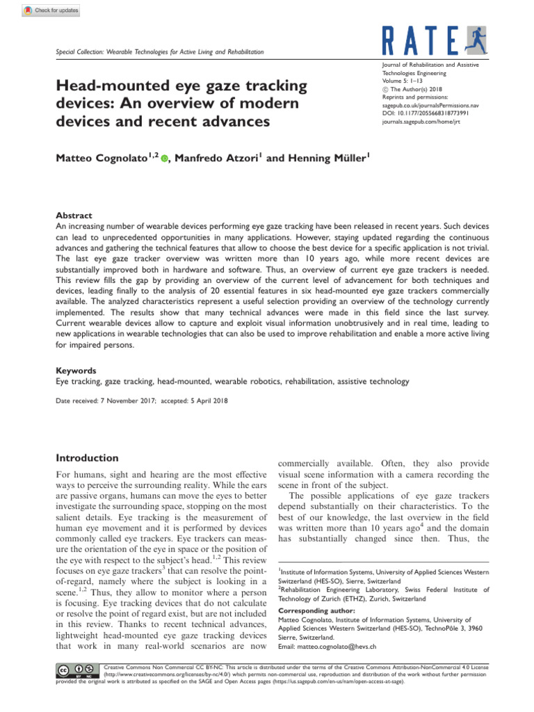 Cognolato Et Al 2018 Head Mounted Eye Gaze Tracking Devices An Overview ...