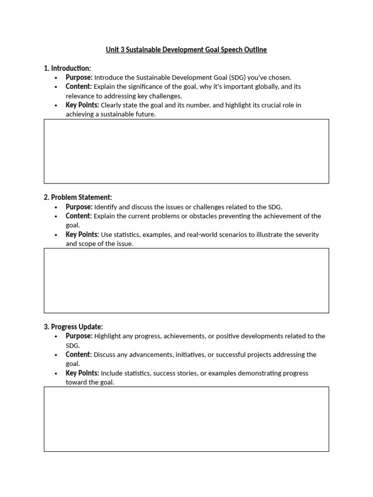 Unit 3 Sustainable Development Goal Speech Outline | PDF