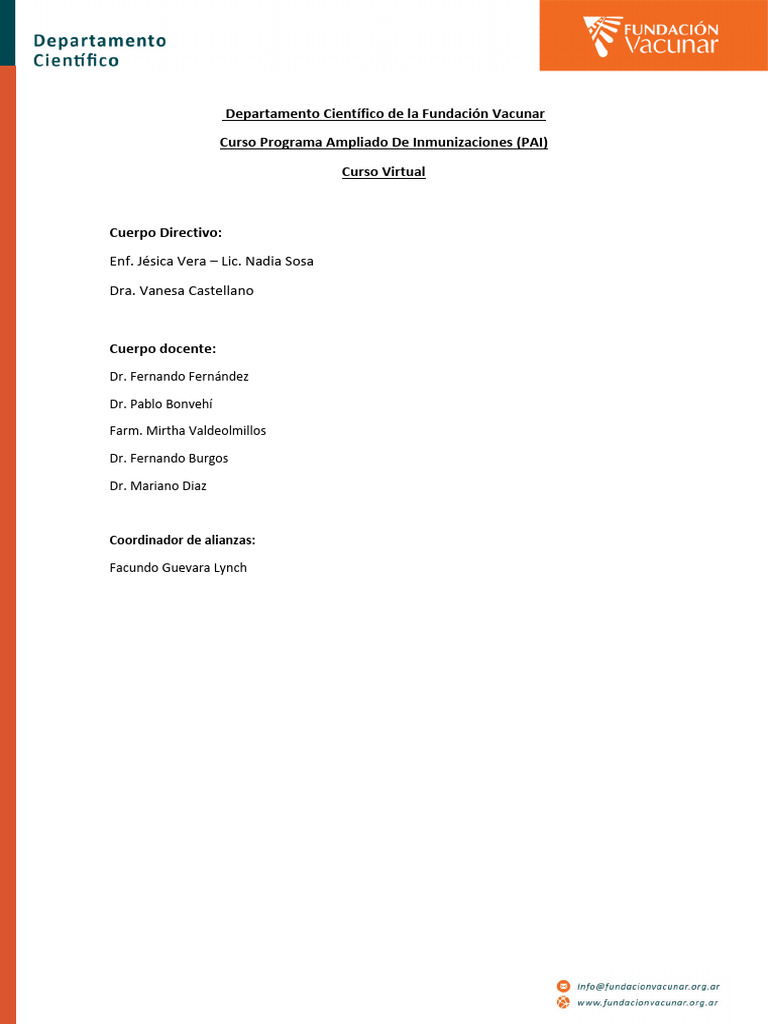 PROGRAMA PAI 2° SEMESTRE 2024 Fundacion Vacunar | PDF