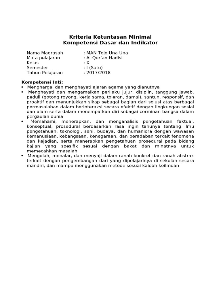 KKM Al-Quran Hadis Genap | PDF